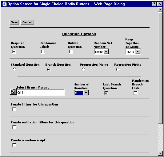 Insert Branch Code Inside Response Options