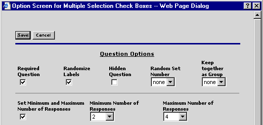 Multiple choice checkbox question: Response codes randomized; must ...